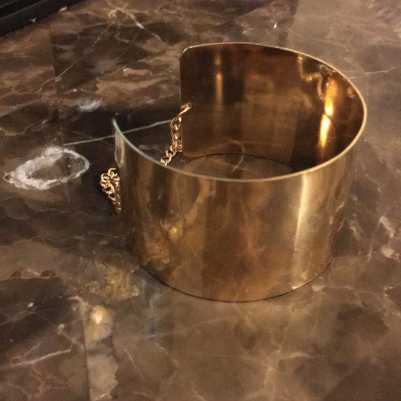 Jewelry | Bold Goldstatement Bangle With Chain New Nwt | Poshmark